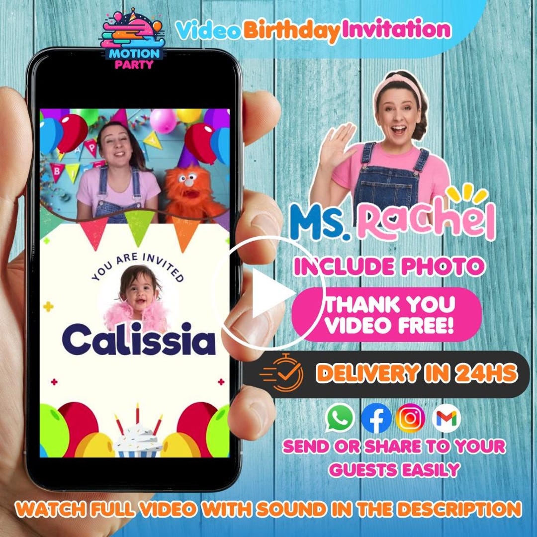 Animated Miss Rachel Birthday Invitation (digital Video) - Etsy