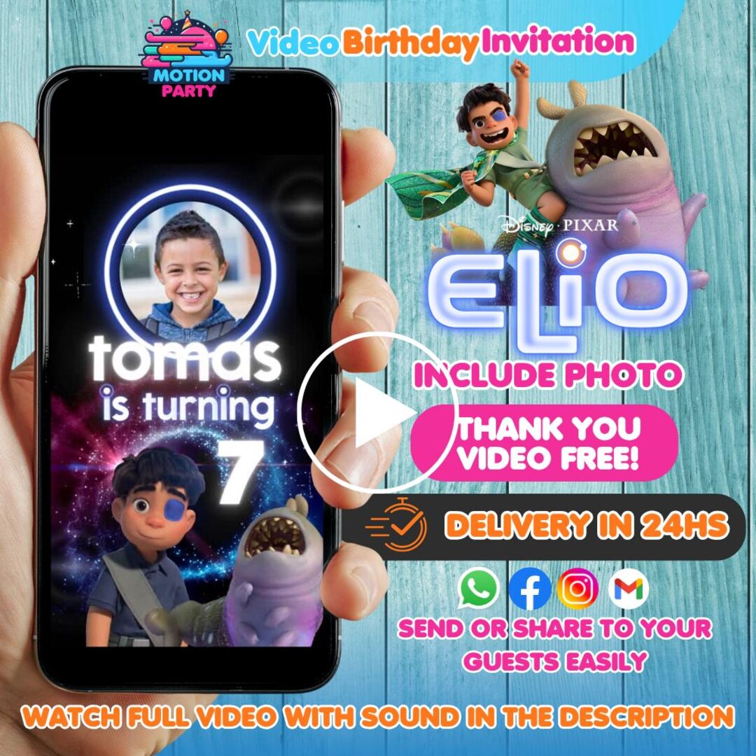 Elio Birthday Video Invitation: Animated Party Invite - Etsy