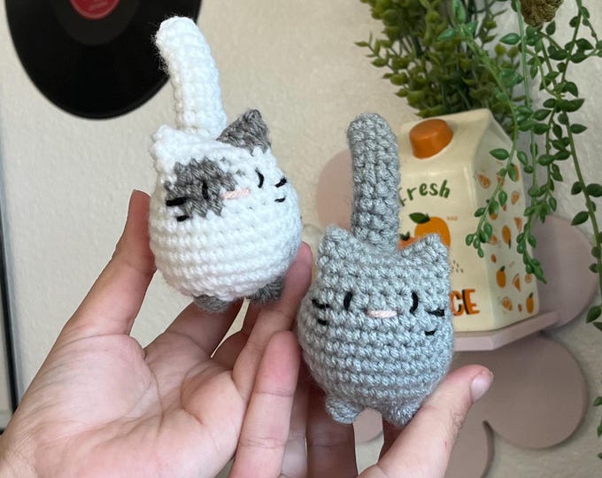 Mini Crochet Cat Plushie: Handmade Amigurumi Gift - Etsy