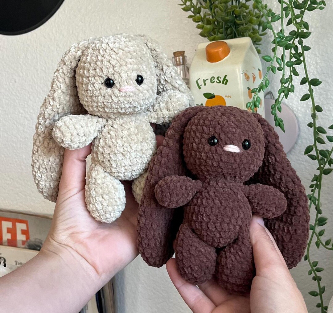 Handmade Crochet Bunny Plushie: Soft Polyester Stuffed Animal - Etsy
