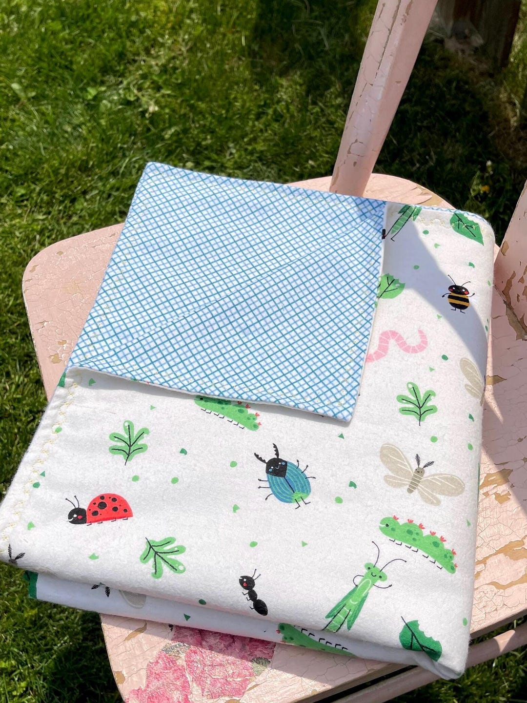 Flannel Baby Blanket in Garden Insect Print - Etsy