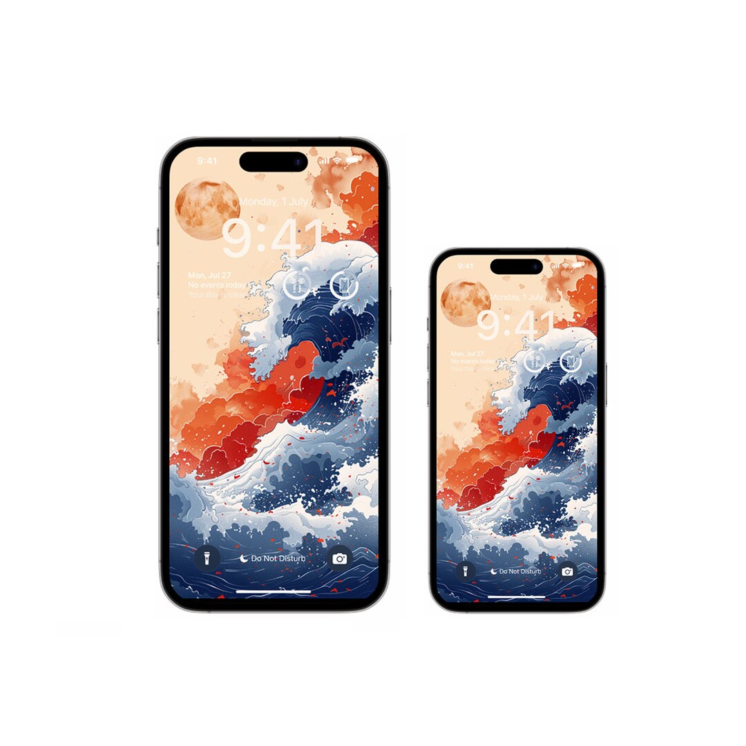 Splashing Ocean Wave for Phone, Abstract Outline of Ocean Waves ...