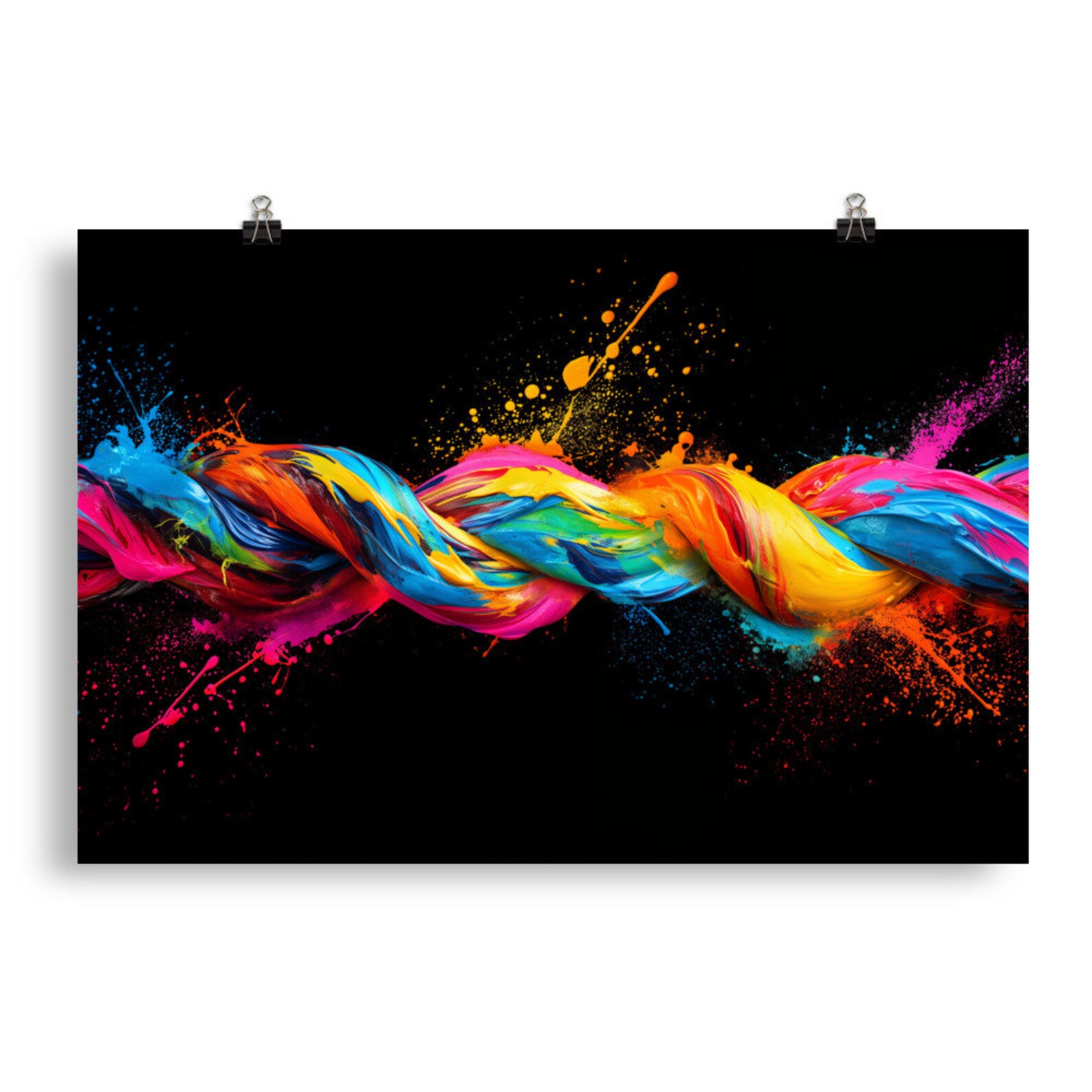 Colorful Paint Splatter, Poster Print, Wall Art, Rope Multi-colored ...