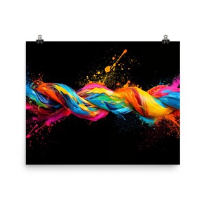 Colorful Paint Splatter, Poster Print, Wall Art, Rope Multi-colored ...