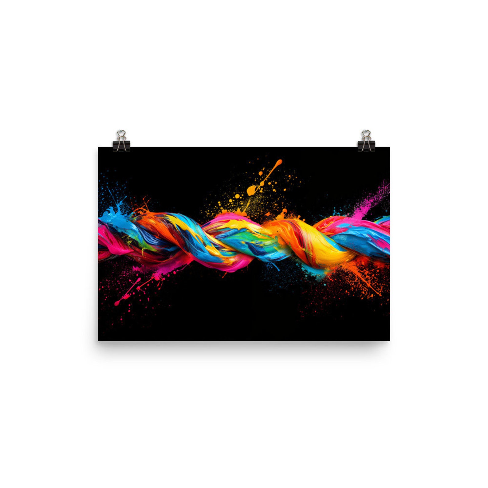 Colorful Paint Splatter, Poster Print, Wall Art, Rope Multi-colored ...