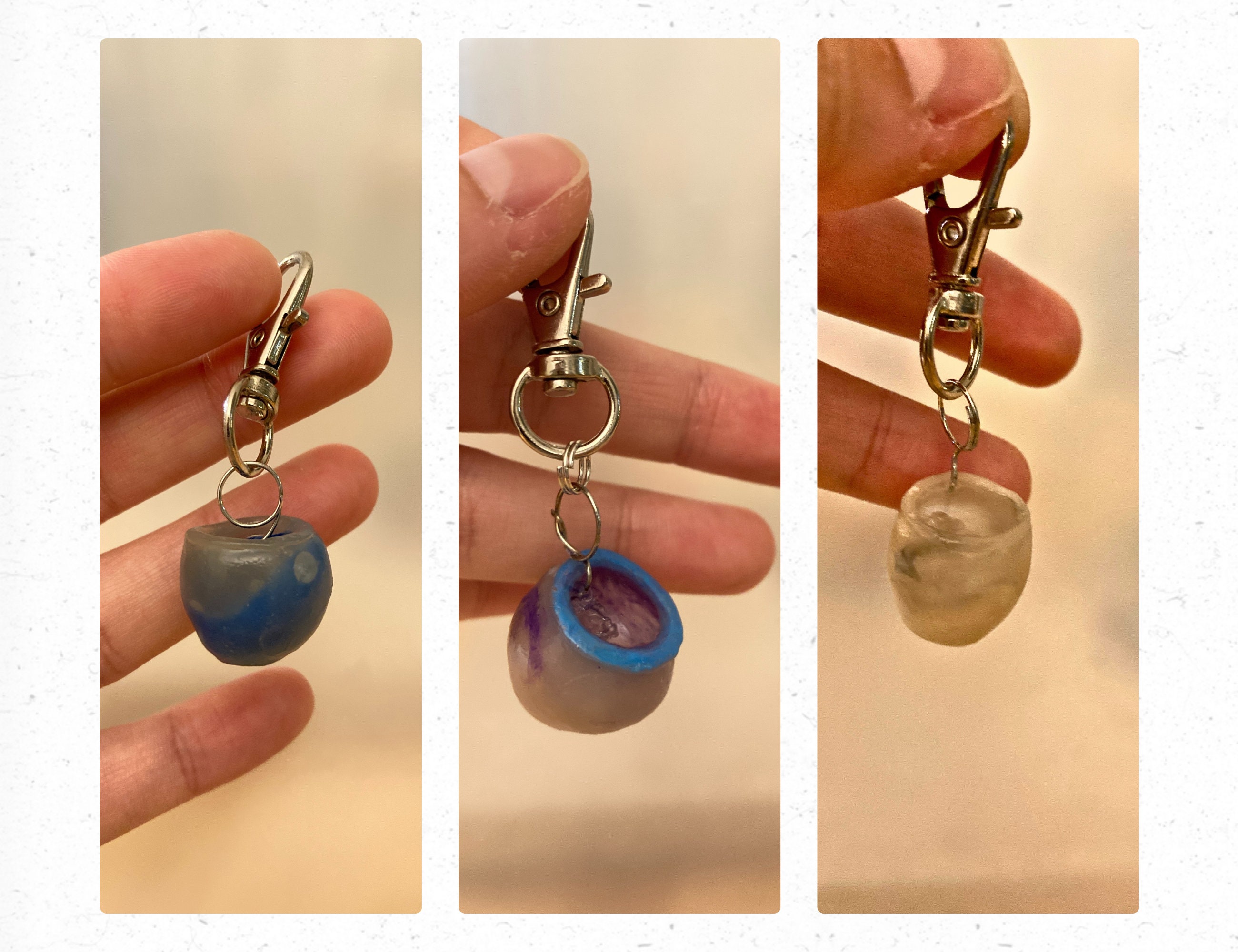 Mini Moon Jar Keychains Polymer Clay With Stainless Steel Clasp - Etsy