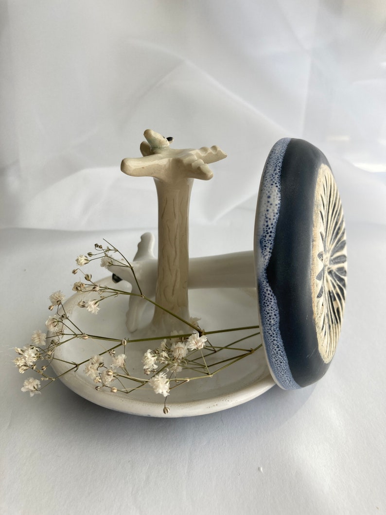 Small Jewelry Tray With Bird on Telephone Pole Elegant and Whimsical - Etsy