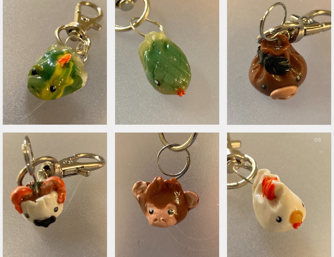 Adorable Zodiac Dim Sum Keychains Polymer Clay With Stainless Steel ...