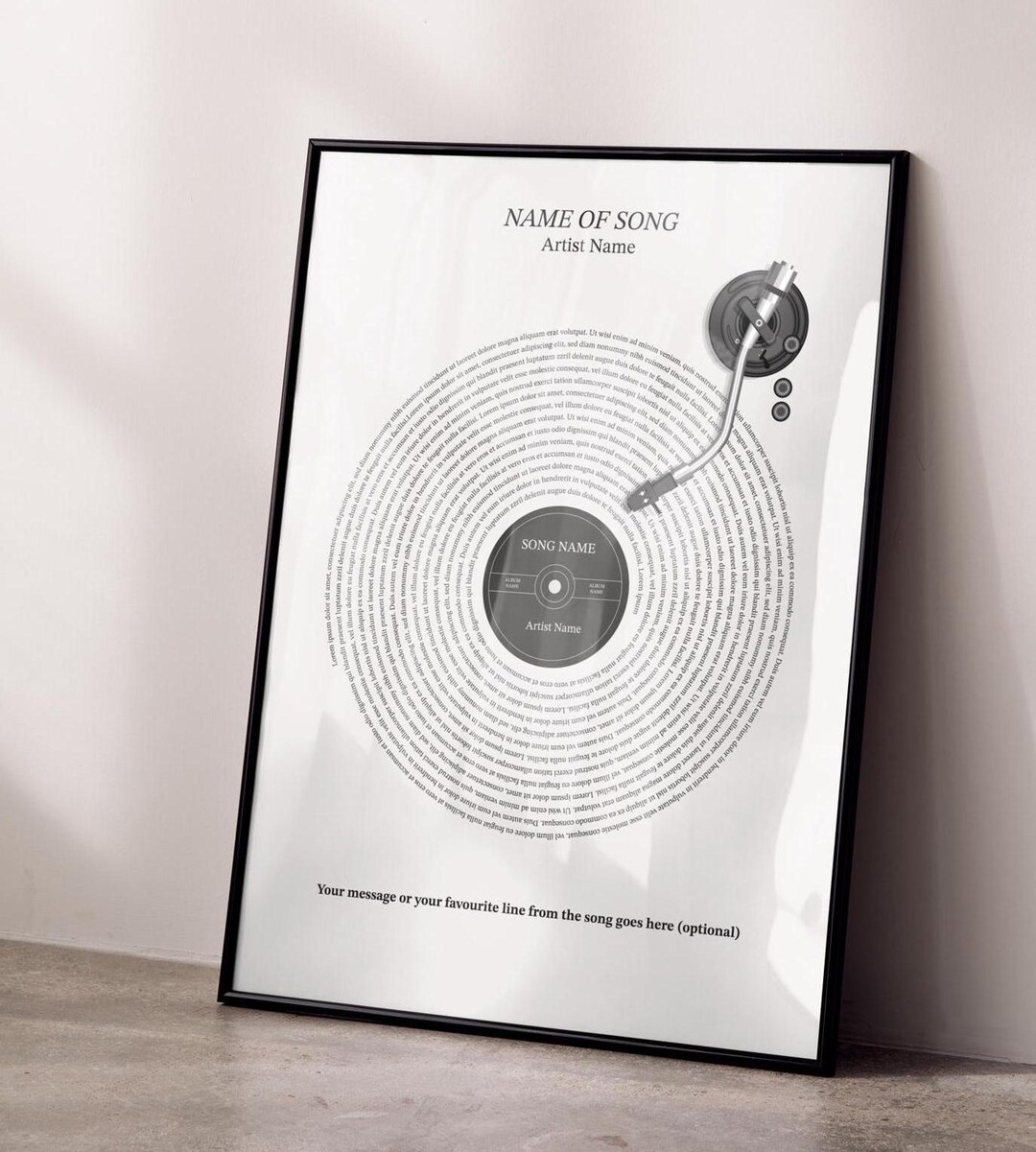 Personalized Vinyl Lyric Print, Custom Lyric Poster Wall Art, Printable ...