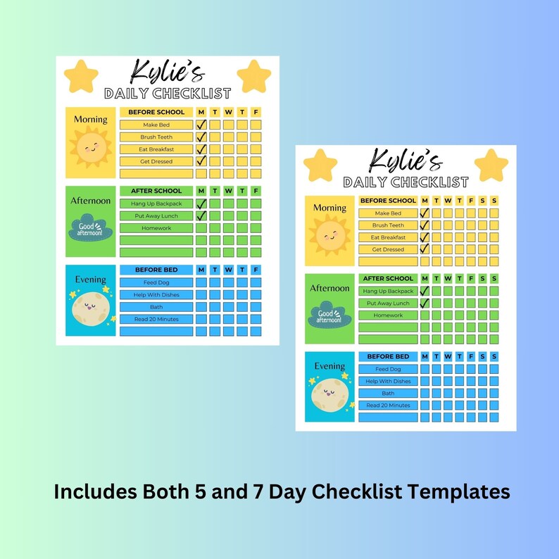 Kids Daily Checklist | Editable Digital Download - Etsy