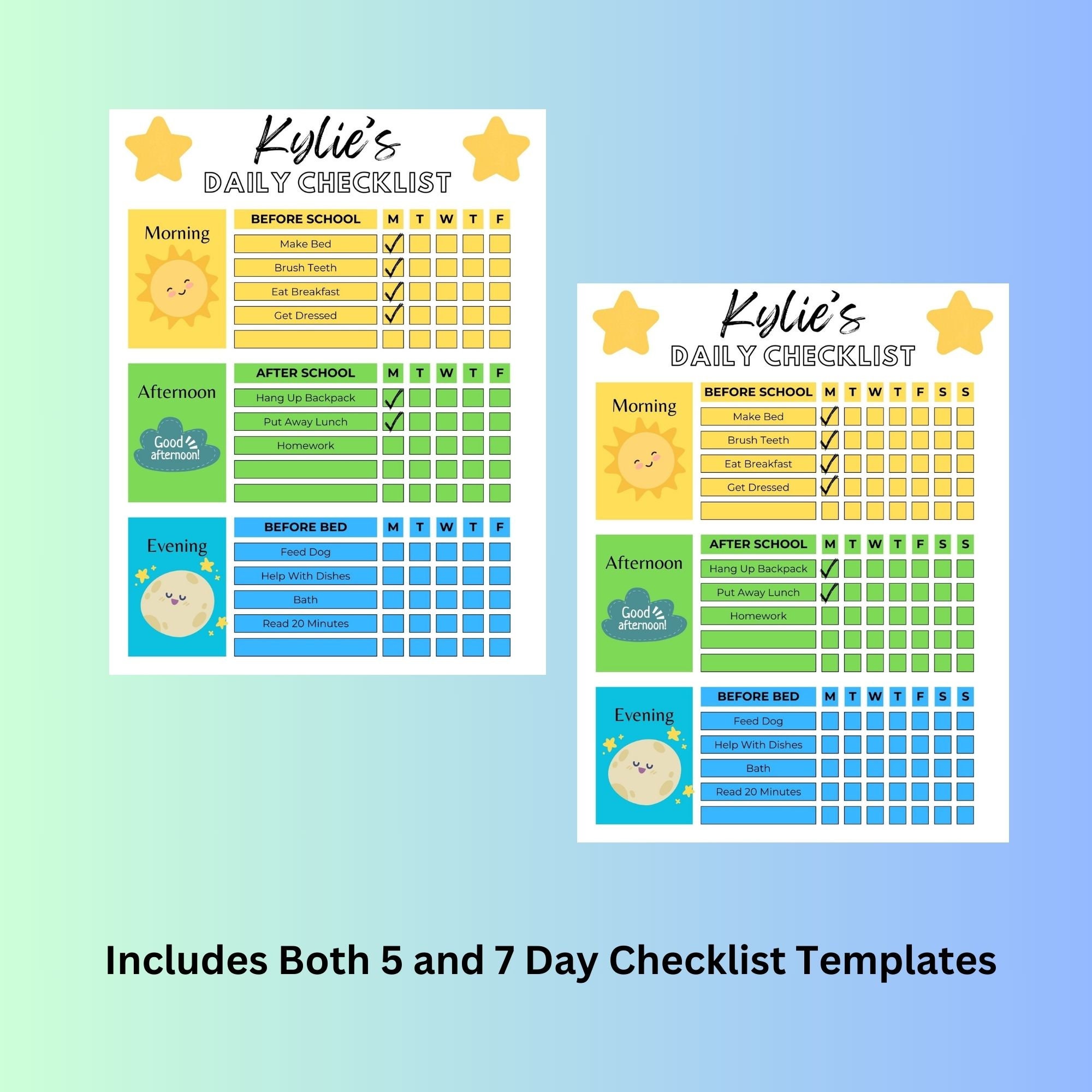 Kids Daily Checklist | Editable Digital Download - Etsy