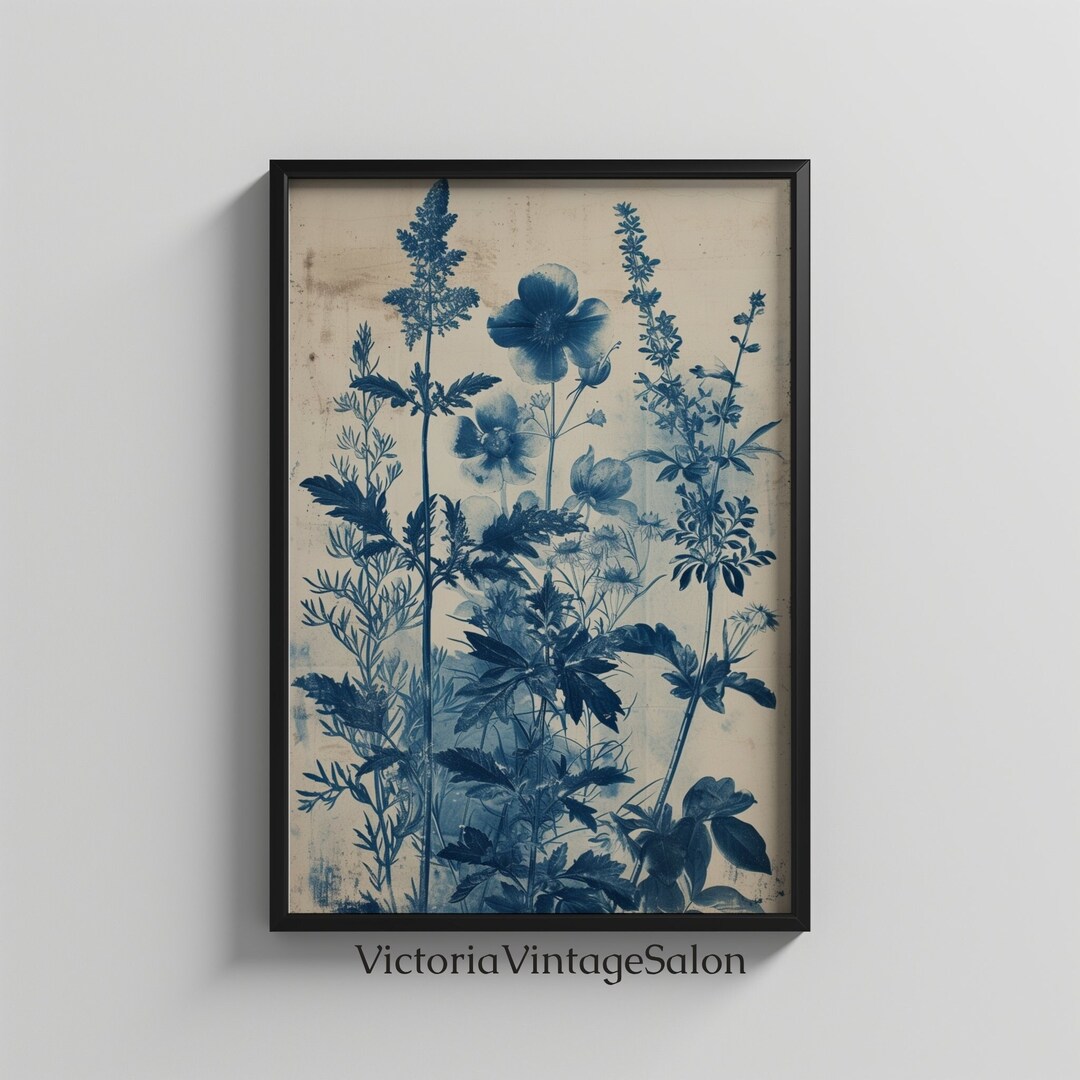 Vintage Blue Herbs Botanical Print | Printable Digital Download ...