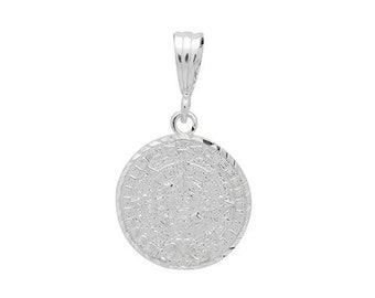 925 Sterling Silver Aztec Calendar Pendant - Diamond Cut Finish - Etsy