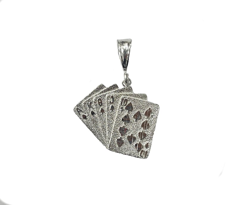 925 Sterling Silver Playing Cards Diamond Cut Pendant - Etsy