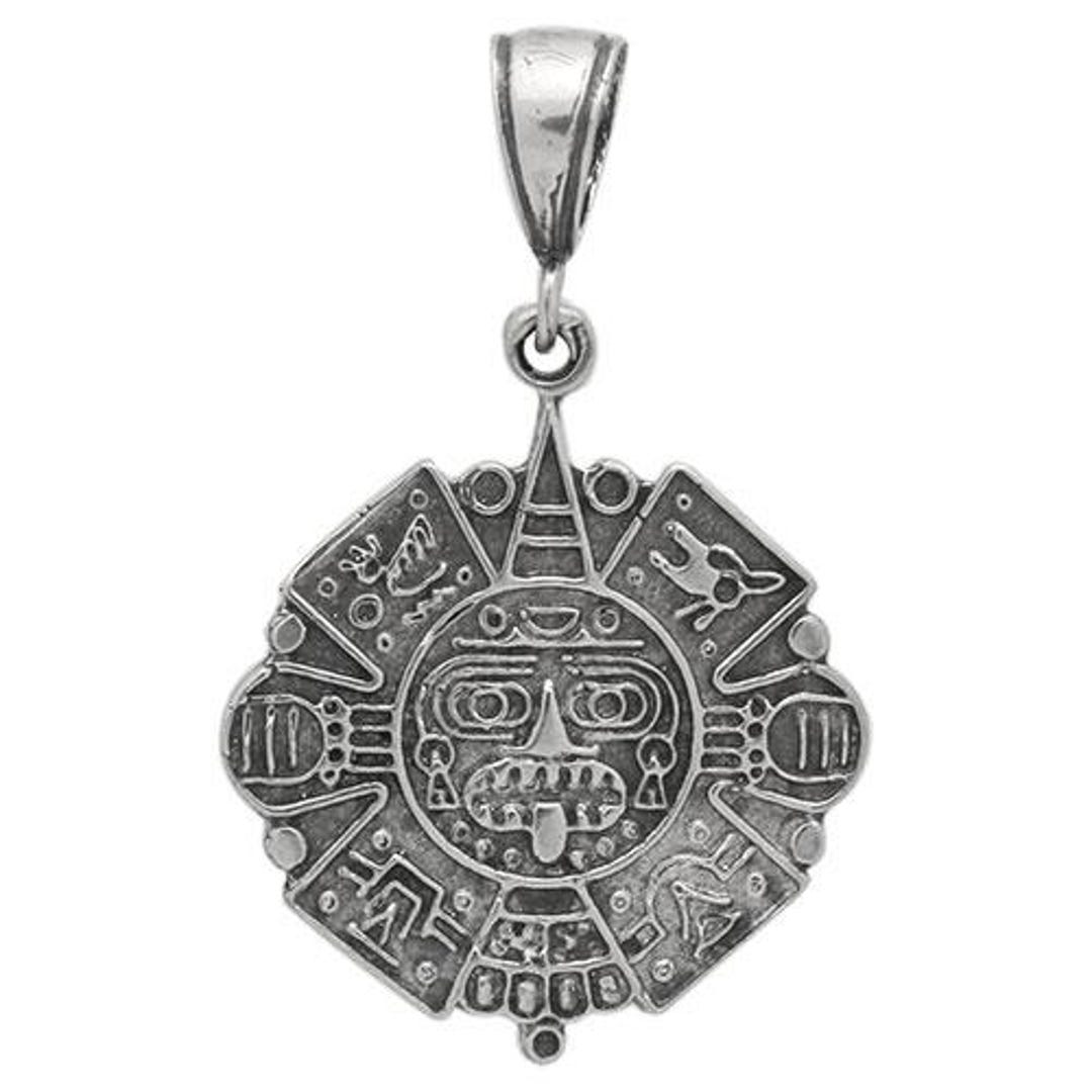 925 Sterling Silver Aztec Calendar - Oxidize Finish - Etsy