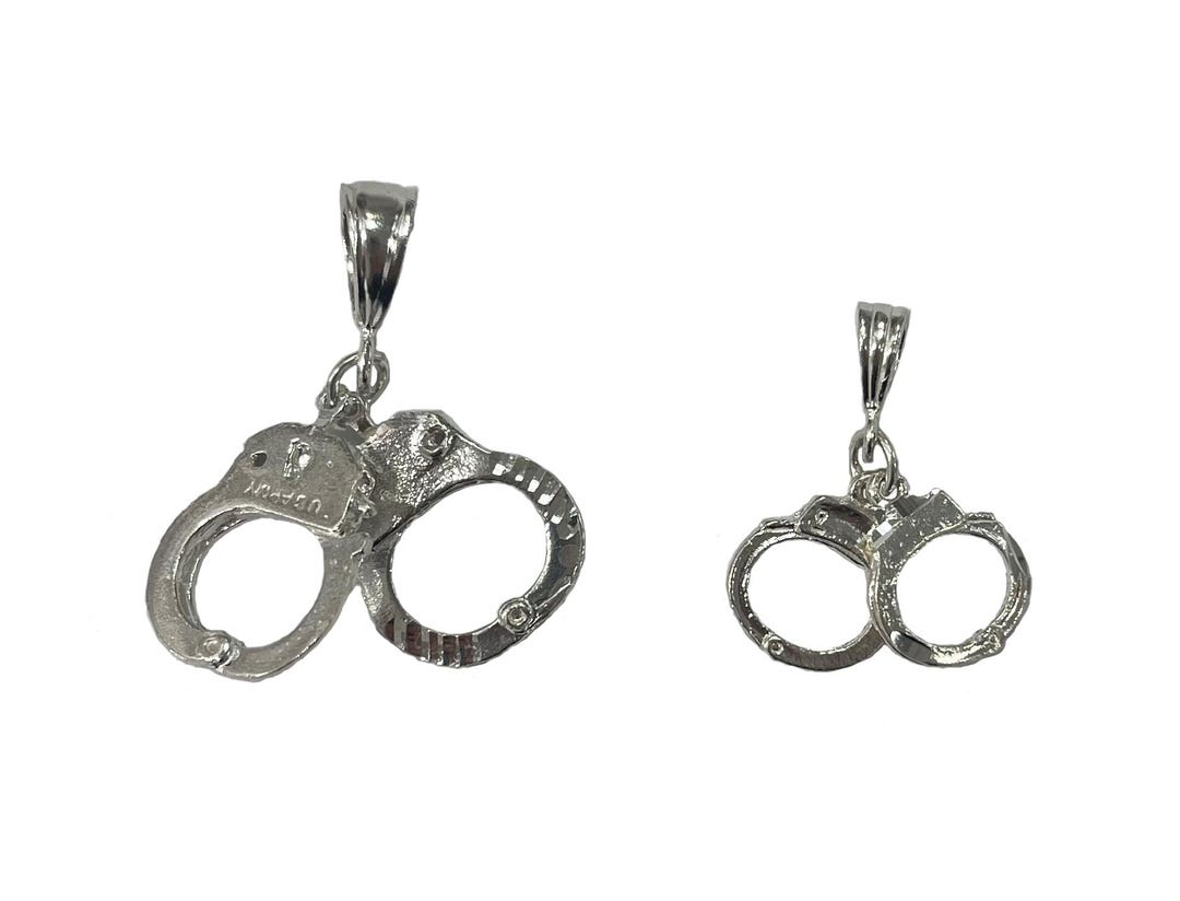 925 Sterling Silver Handcuffs Diamond Cut Pendant - Etsy
