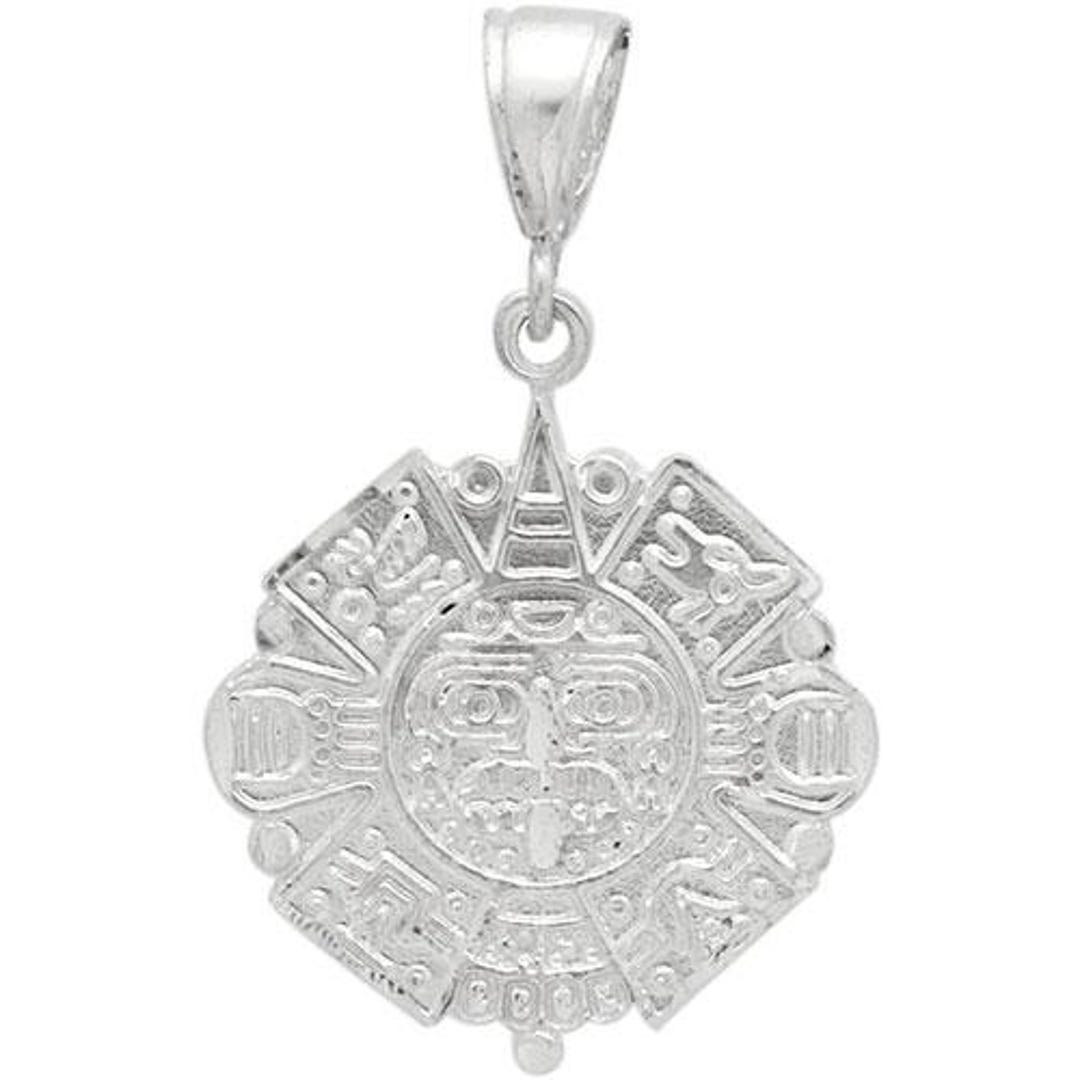 925 Sterling Silver Aztec Calendar Pendant - Diamond Cut Finish - Etsy
