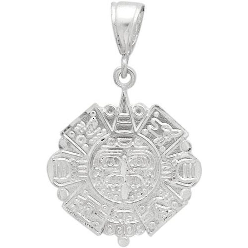 925 Sterling Silver Aztec Calendar Pendant - Diamond Cut Finish - Etsy