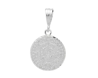 925 Sterling Silver Aztec Calendar Pendant - Diamond Cut Finish - Etsy