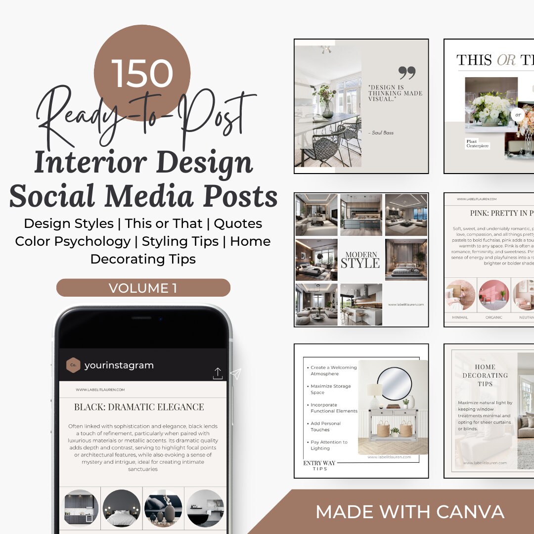 Interior Design Instagram Posts Interior Design IG Post Templates ...