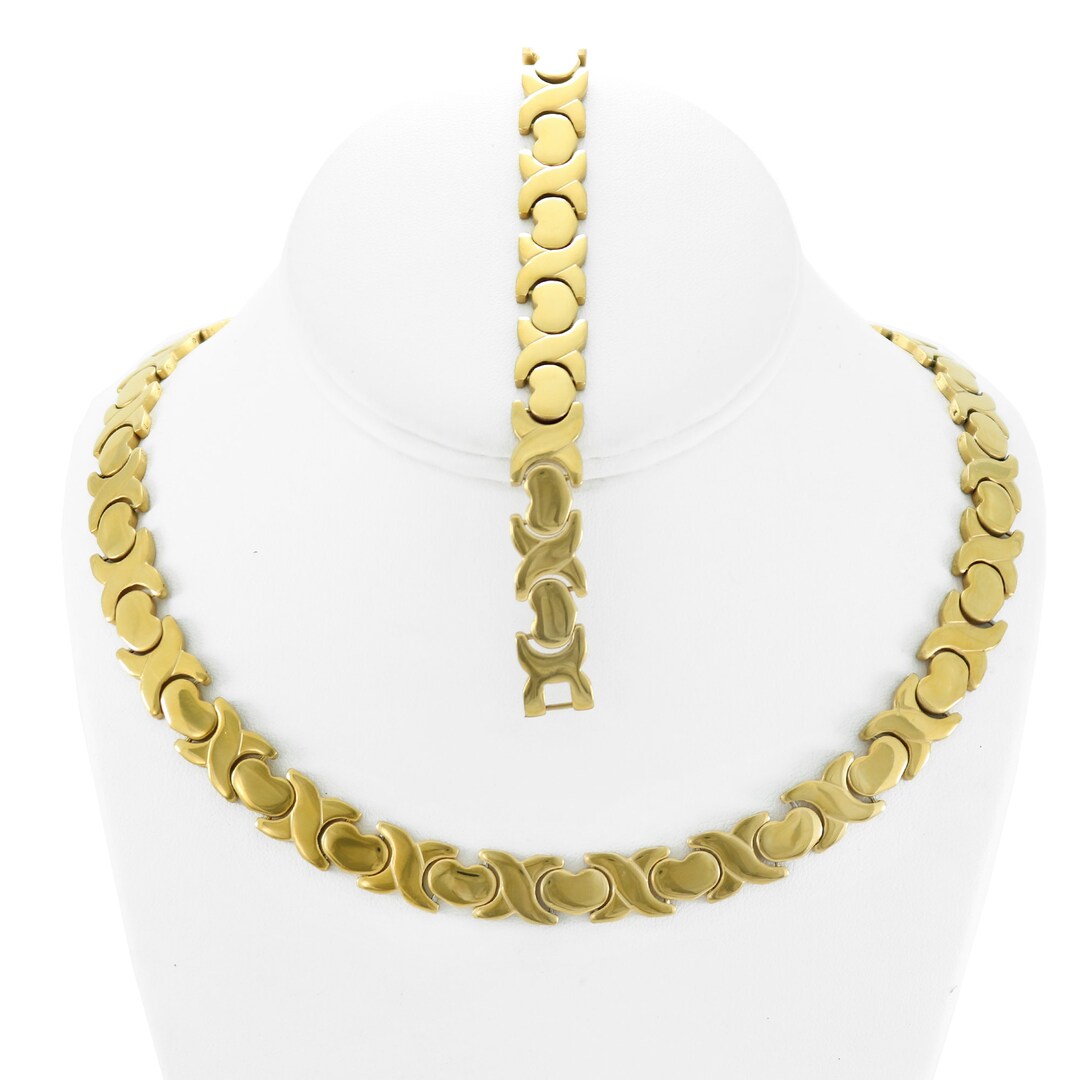 Classic Gold Tone Big Heart 11mm XOXO Hugs Kisses Stainless Steel ...