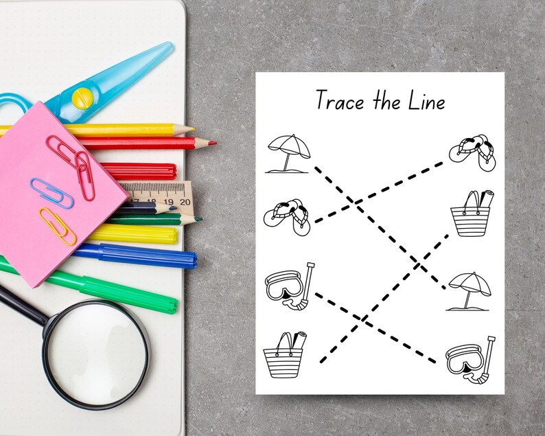 Summer Line Tracing Worksheet, Summer Activity Bundle, Handwriting ...