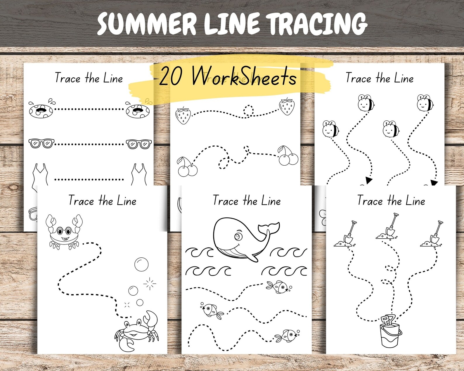 Summer Line Tracing Worksheet, Summer Activity Bundle, Handwriting ...