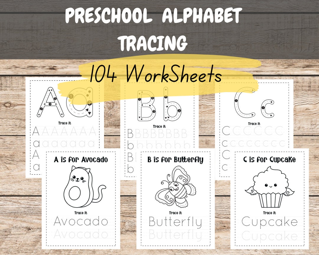 26 Alphabet Tracing Worksheet, A-Z Letters Learning Sheet, Preschool ...