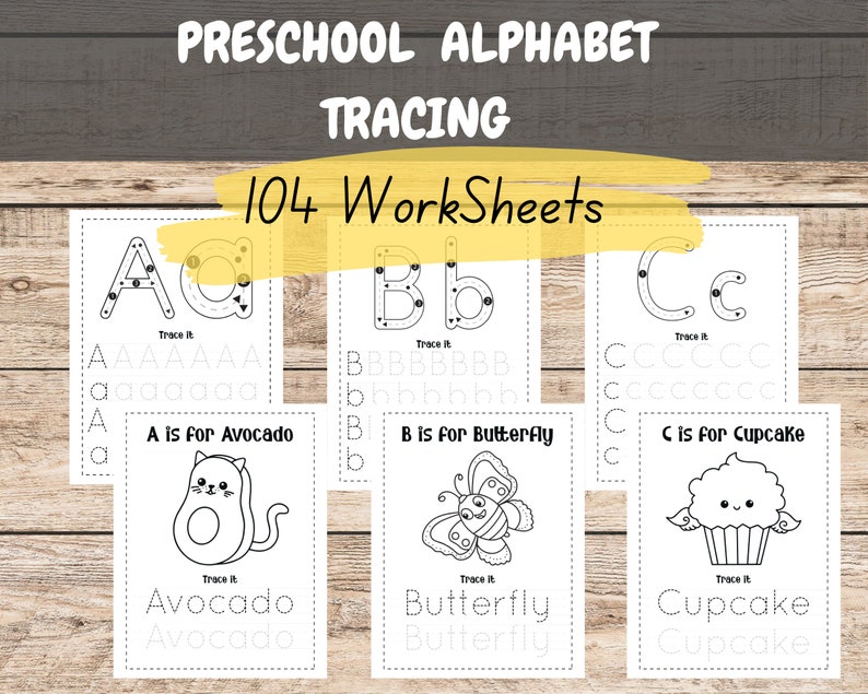 26 Alphabet Tracing Worksheet, A-Z Letters Learning Sheet, Preschool ...