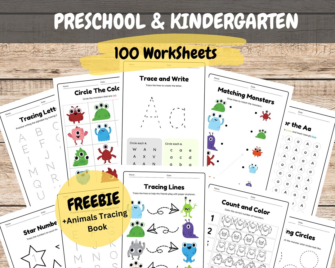 Preschool Pre-k Kindergarten Learning Bundle, Alphabet, Number, Shapes ...
