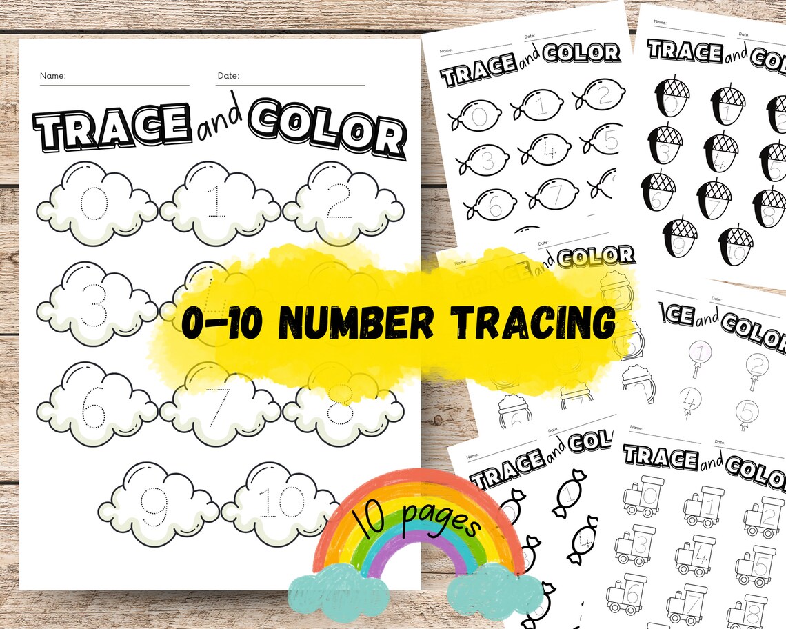 0-10 Number Tracing Worksheet, Preschool Handwriting Practice Workbook ...