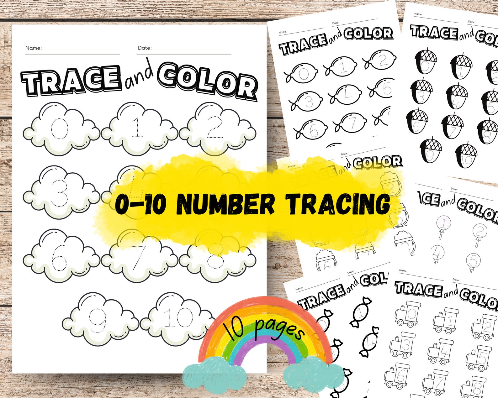 0-10 Number Tracing Worksheet, Preschool Handwriting Practice Workbook ...