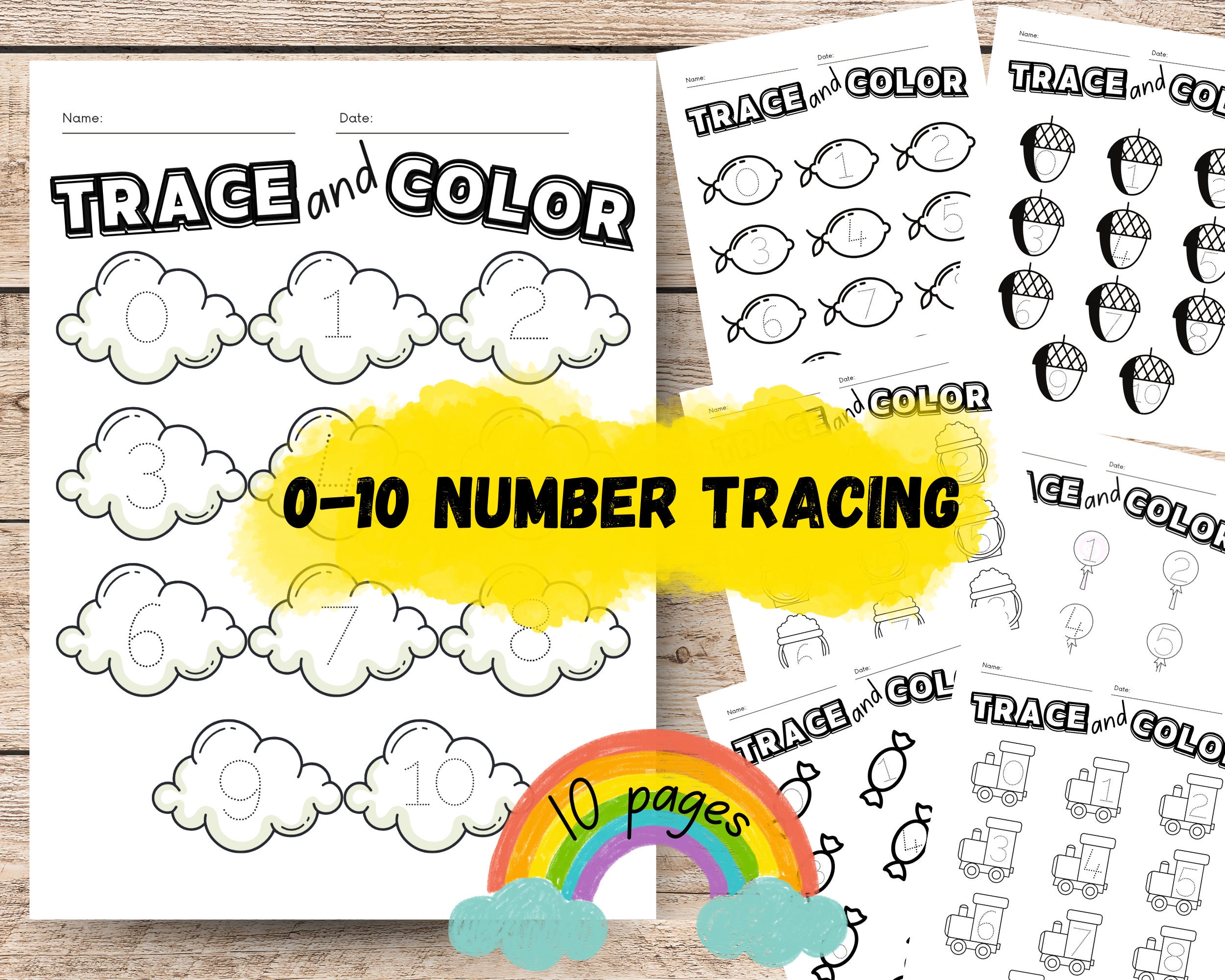 0-10 Number Tracing Worksheet, Preschool Handwriting Practice Workbook ...