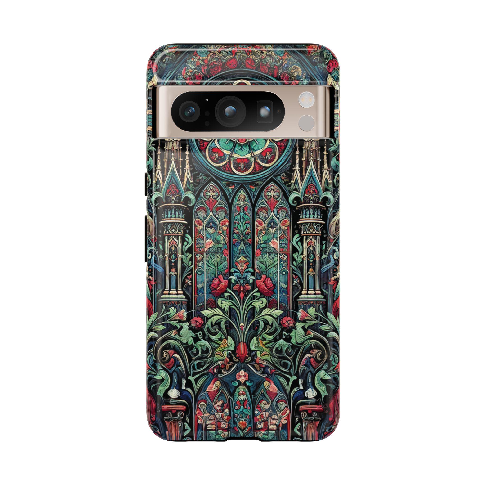 Gothic Cathedral Stained Glass Phone Case, Artistic Floral Design Cover ...