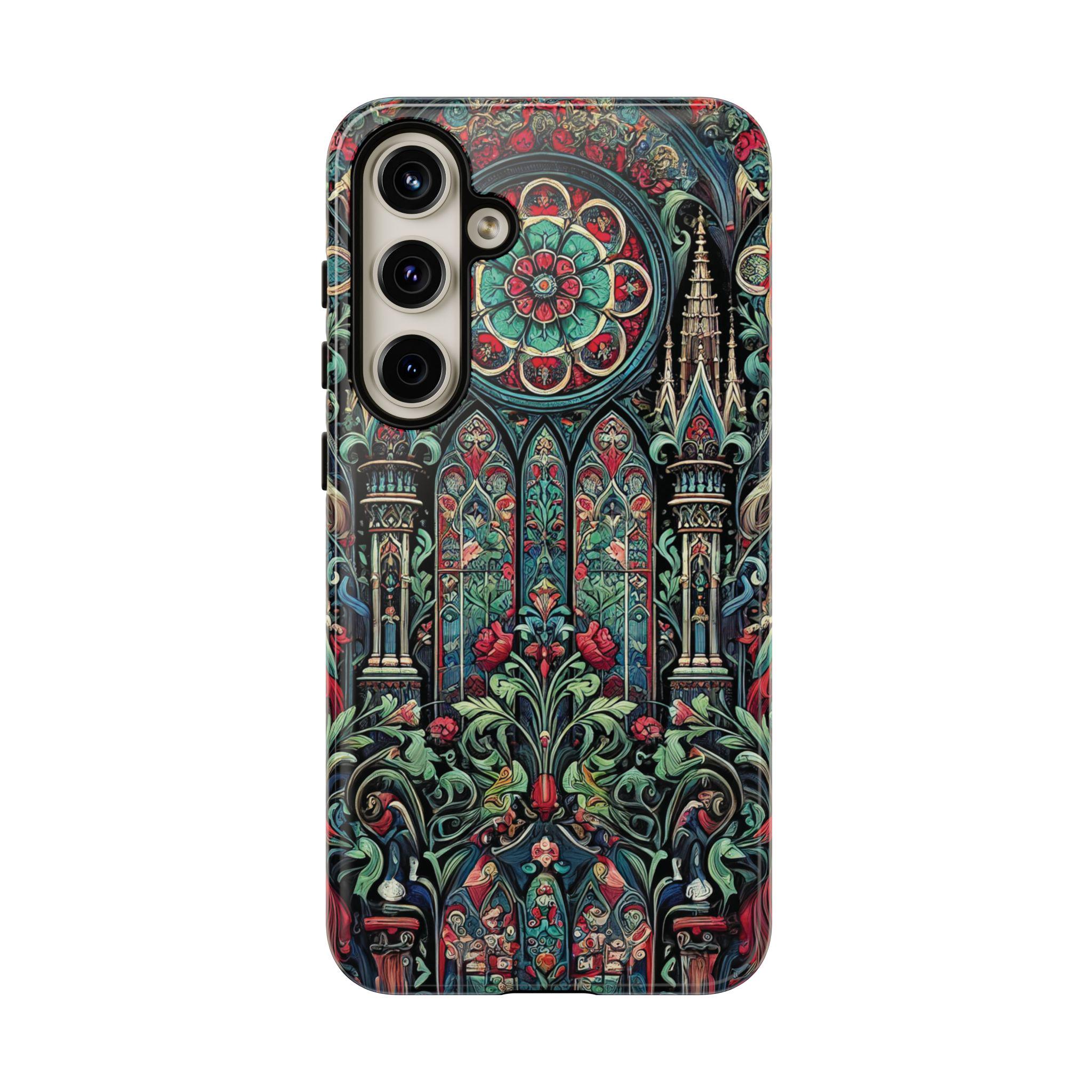 Gothic Cathedral Stained Glass Phone Case, Artistic Floral Design Cover ...