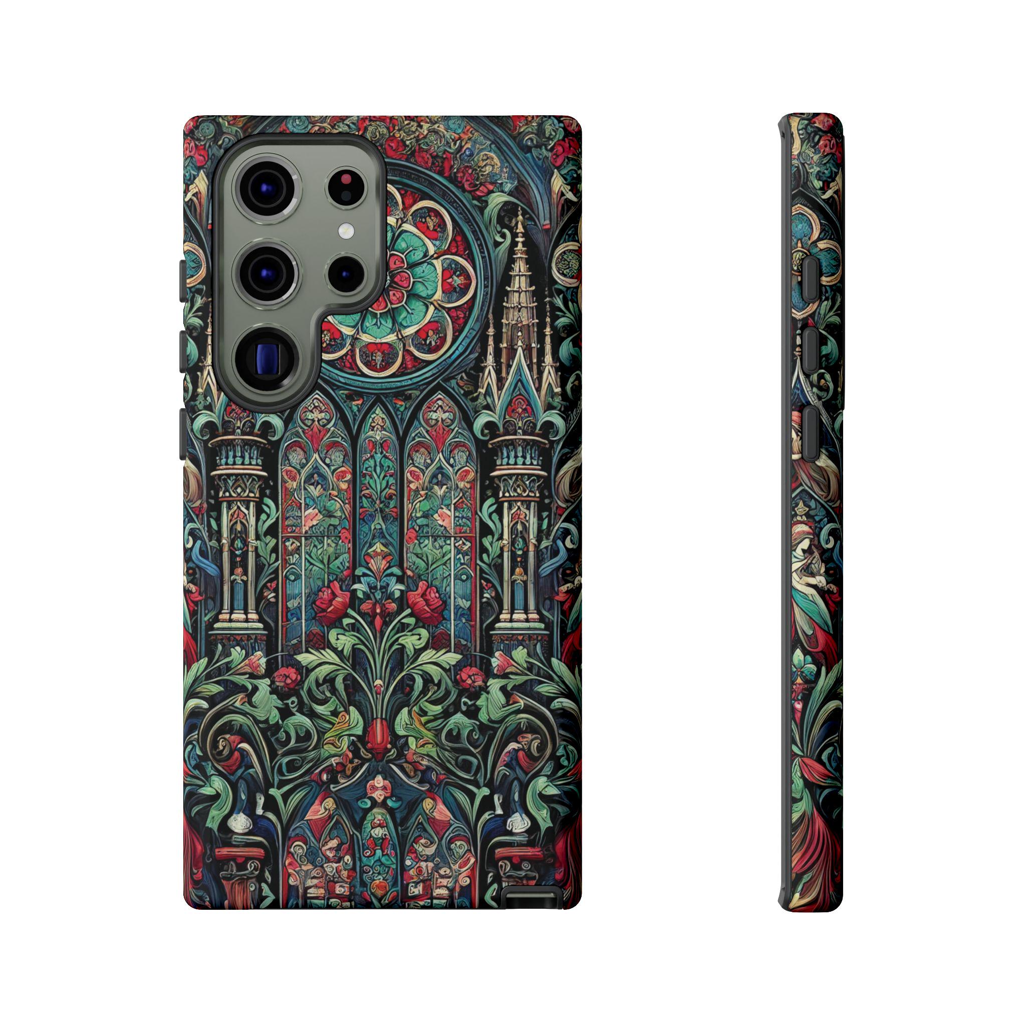 Gothic Cathedral Stained Glass Phone Case, Artistic Floral Design Cover ...