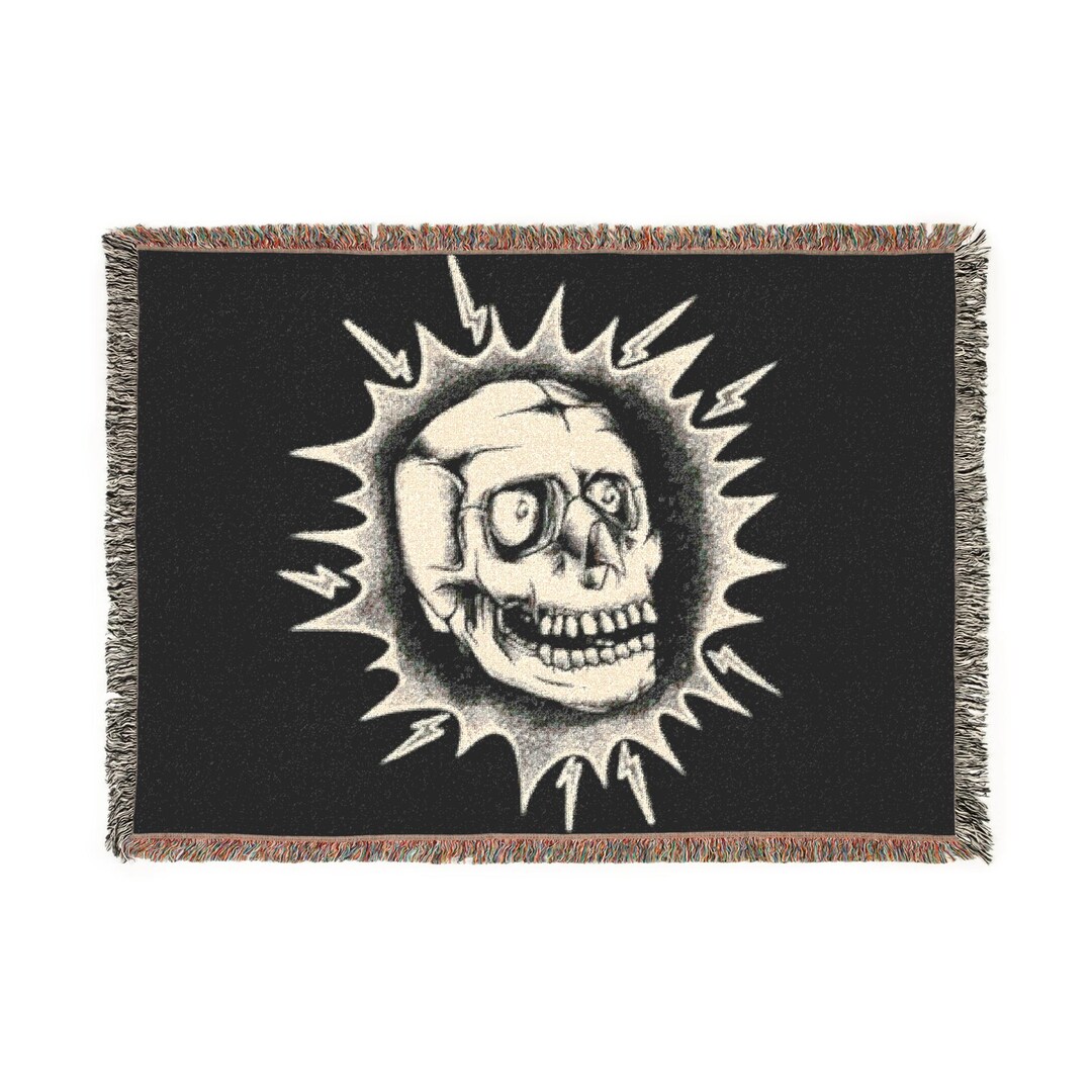 Gothic Skull Woven Blanket, American Traditional, Emo, Tapestry, Cozy ...