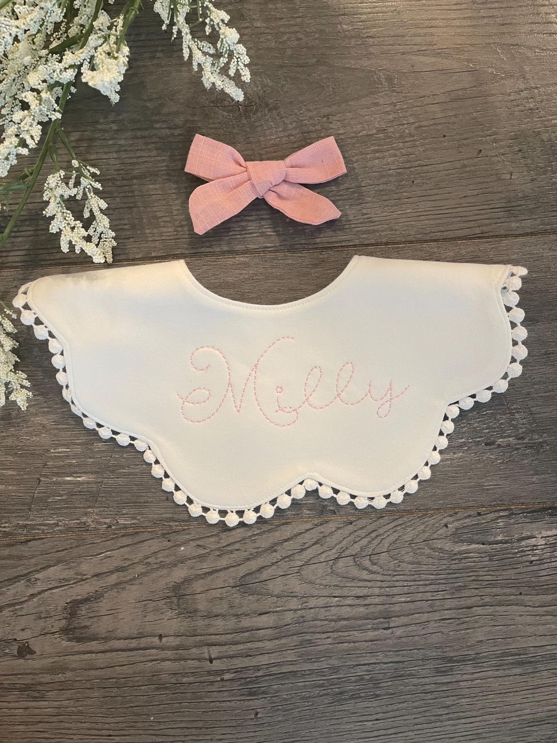 Cotton Scalloped Edge Baby Bib: Snap Closure - Etsy