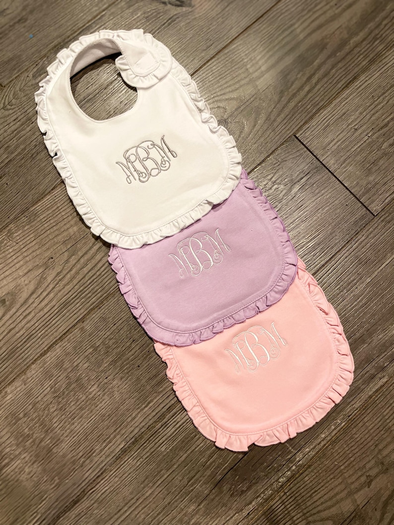 Personalized Baby Girl Bib – Monogrammed Ruffle Bib With Embroidery - Etsy