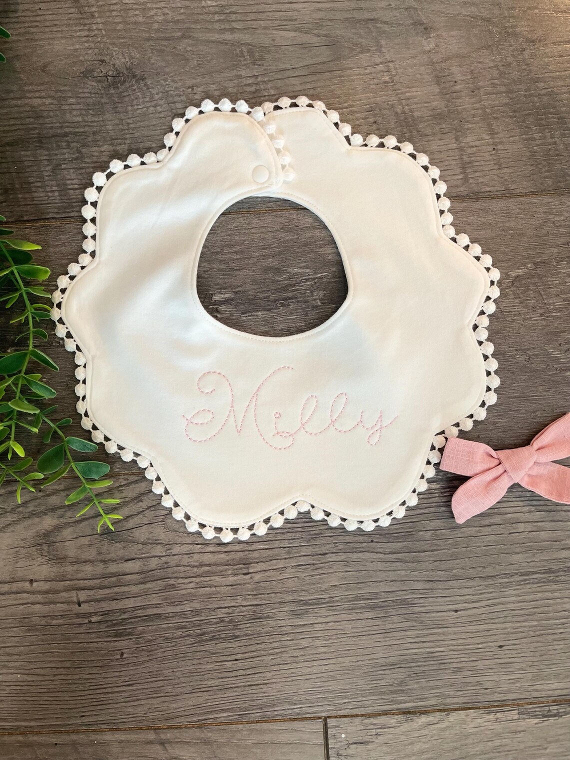 Cotton Scalloped Edge Baby Bib: Snap Closure - Etsy