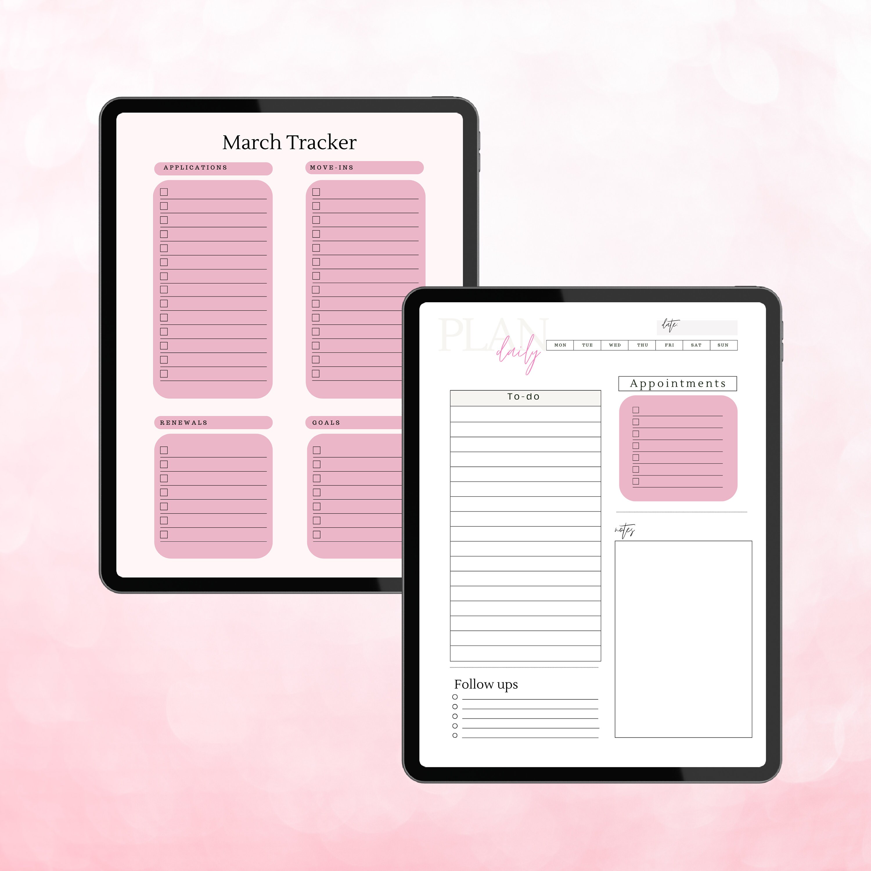 EDITABLE PDF Leasing Agent Daily, Monthly Planner, Property Management ...