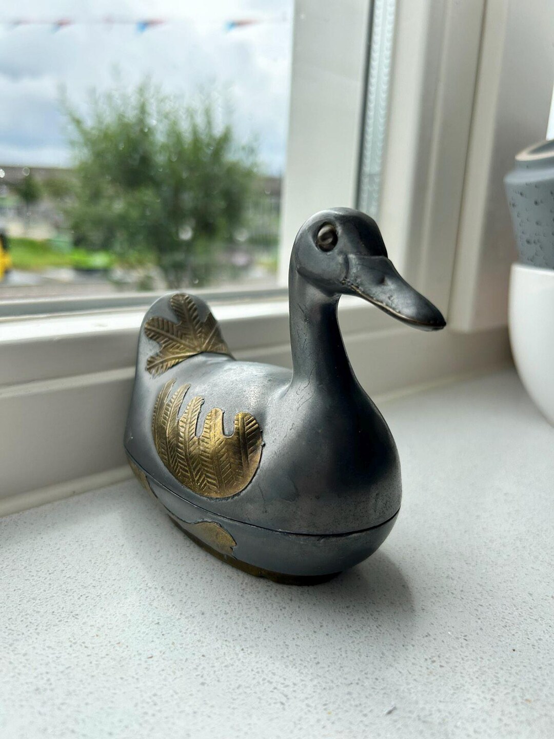 Antique Brass & Pewter Duck Figure Trinket Box, Men’s Dresser Box - Etsy