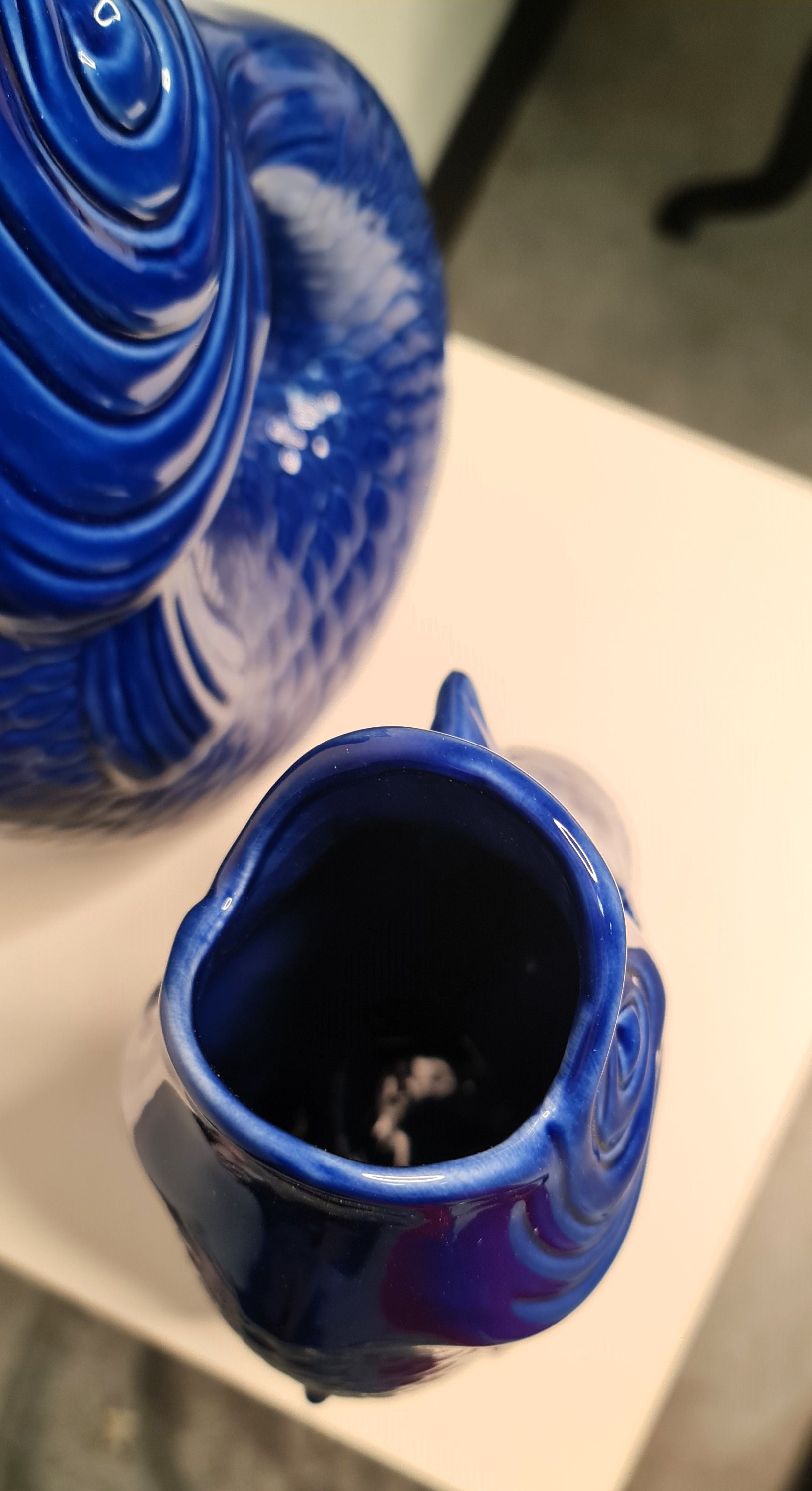 SET: Vintage Ceramic Blue Wade Gluggle Jug, Fish Jug, Koi Fish Jug ...