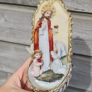 Religious French Catholic Holy Water Font Stoup of Holy Jesus Christ ...