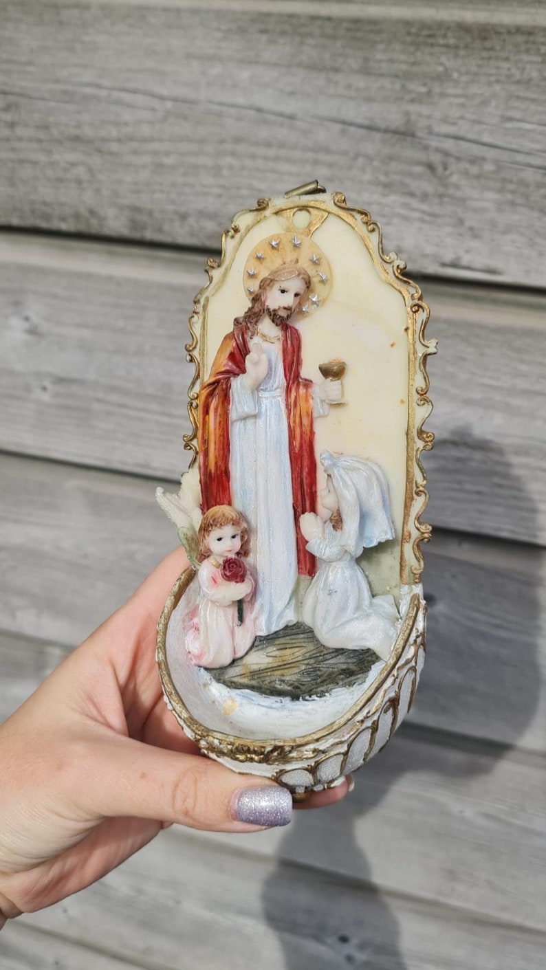 Religious French Catholic Holy Water Font Stoup of Holy Jesus Christ ...