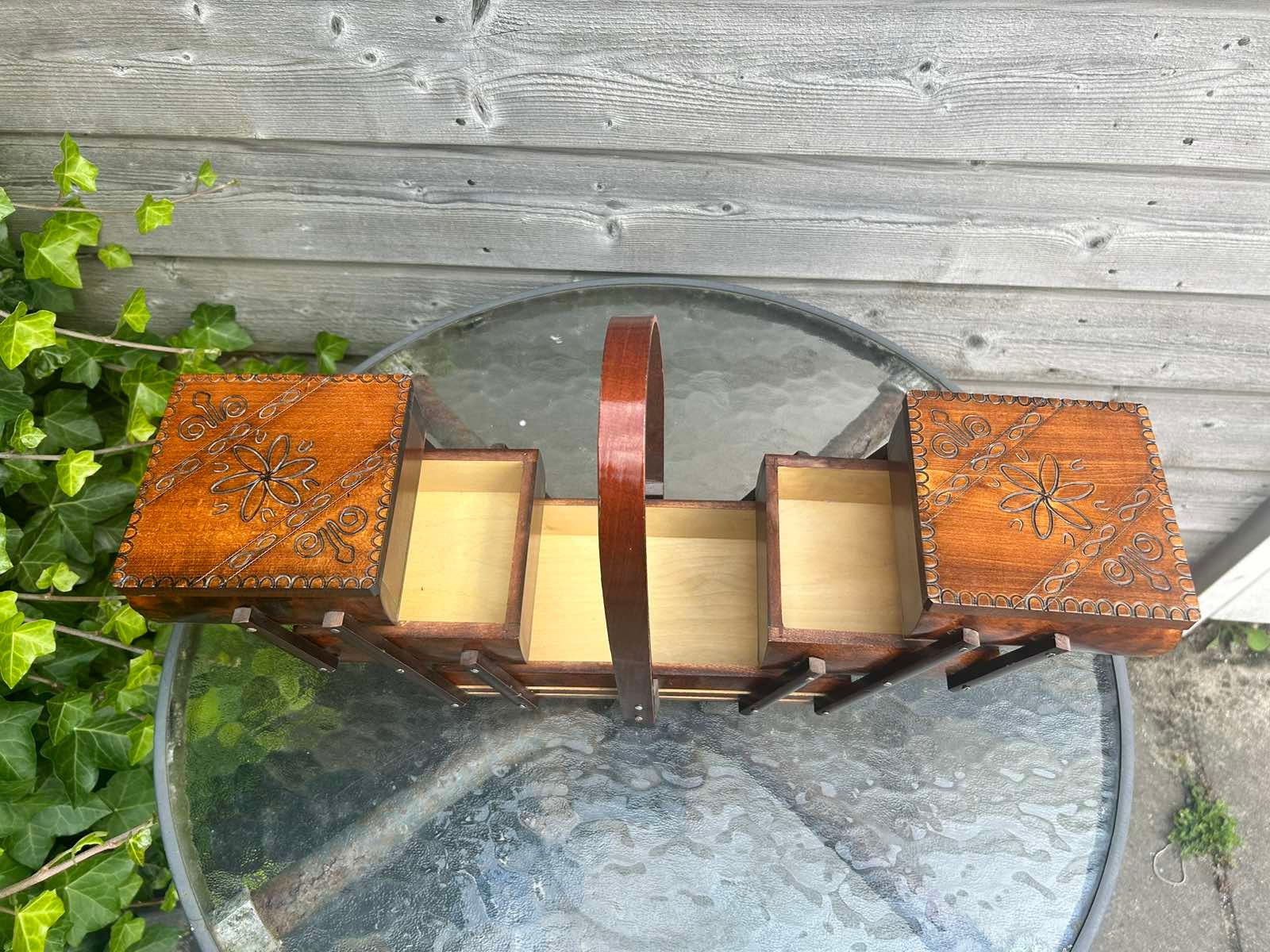Vintage Sewing Box From the 1950s Hand Crafted Wooden Folding Sewing ...