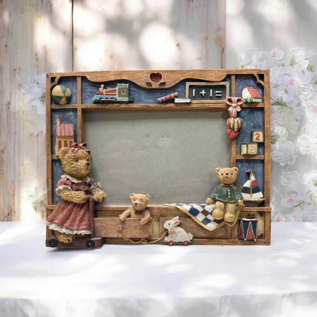 Vintage Teddy Bear Picture Frame. Cute Accent to a Nursery,a Child's ...