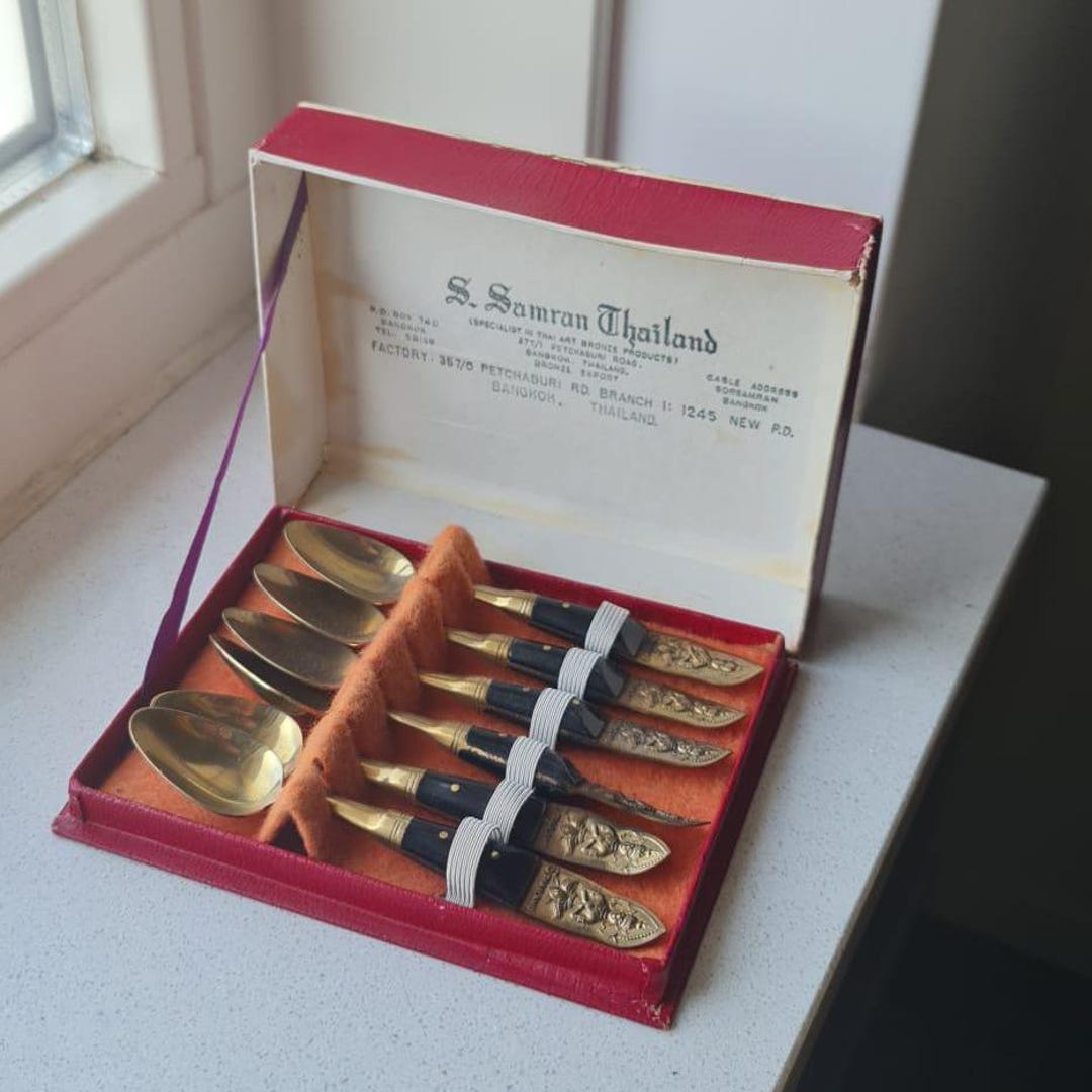 Rare Vintage S. Samran Thailand Bronze/brass With Buddha Handle 6 Piece ...