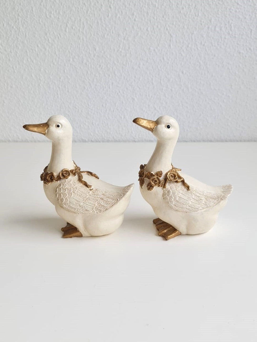 Vintage Couple Geese Handpainted Resin Torslow Denmark - Etsy