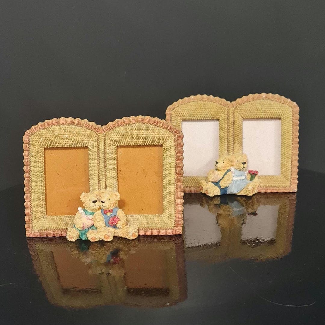 Vintage Set Photo Frames With Bears, Set With 2 Frames, Lovely Couple ...